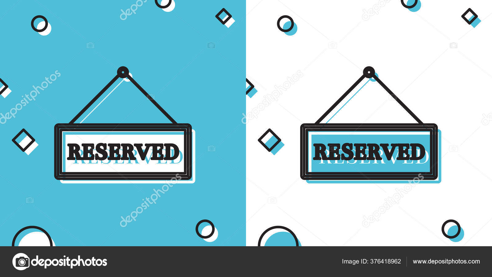 Black Hanging Sign Text Reserved Sign Icon Isolated Blue White Stock ...