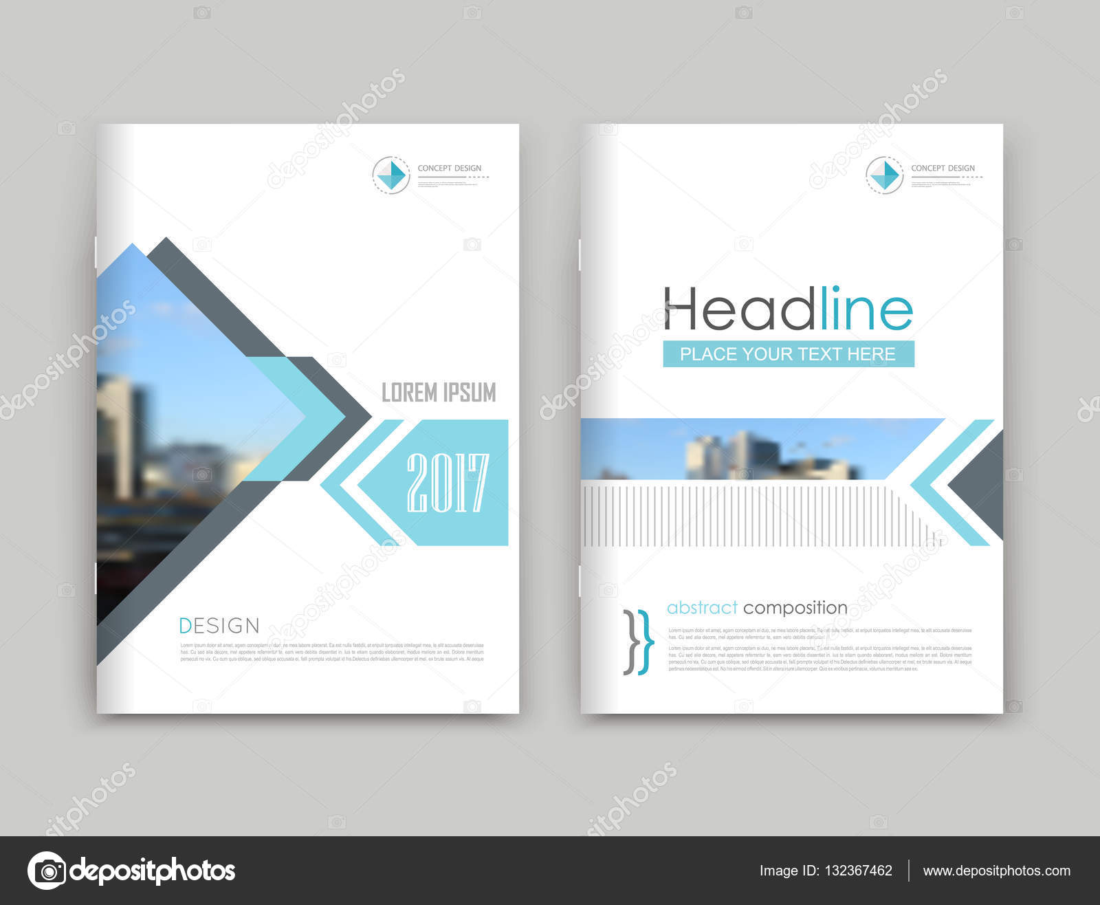 Abstract composition. Text frame surface. White, blue a4 brochure cover ...