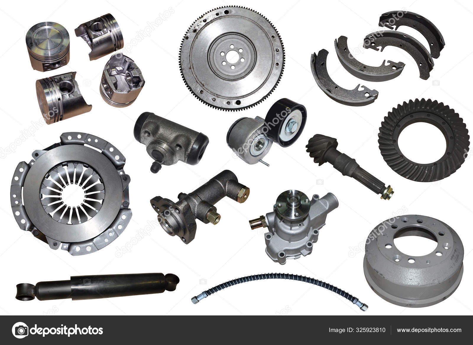 Auto Spare Parts Car White Background Set Many Isolated Items ⬇ Stock ...
