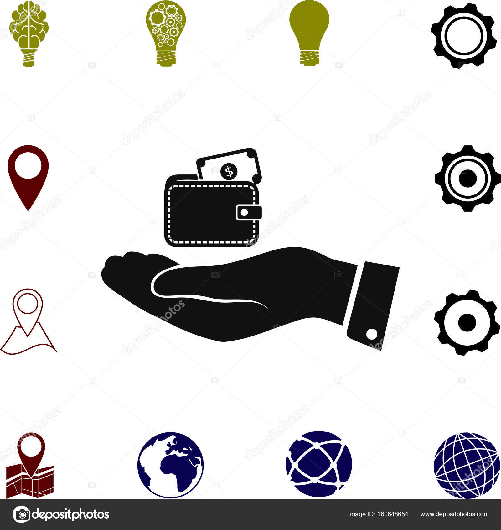 Wallet in hand icon Stock Vector by ©SimVA 160648654