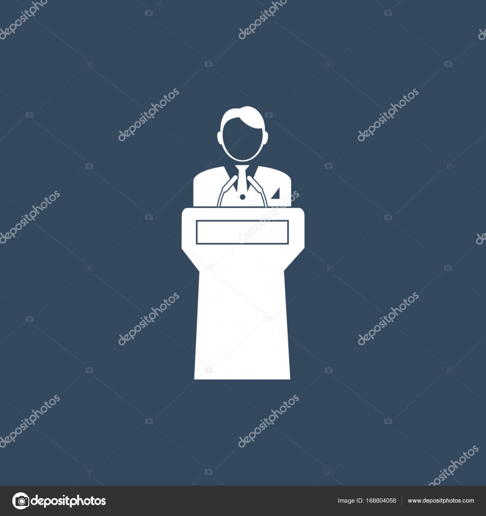 Speaker stands behind the podium Stock Vector Image by ©SimVA #168804058