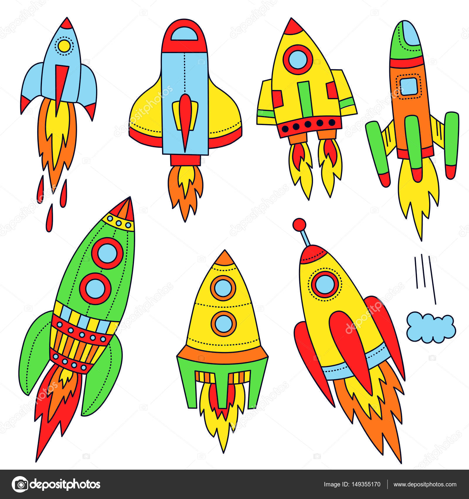 Colorful rockets set Stock Vector Image by ©Olizabet #149355170