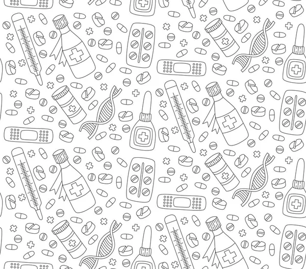 Vector Doodle Seamless Pattern Background Illustration Medicine Icons ...