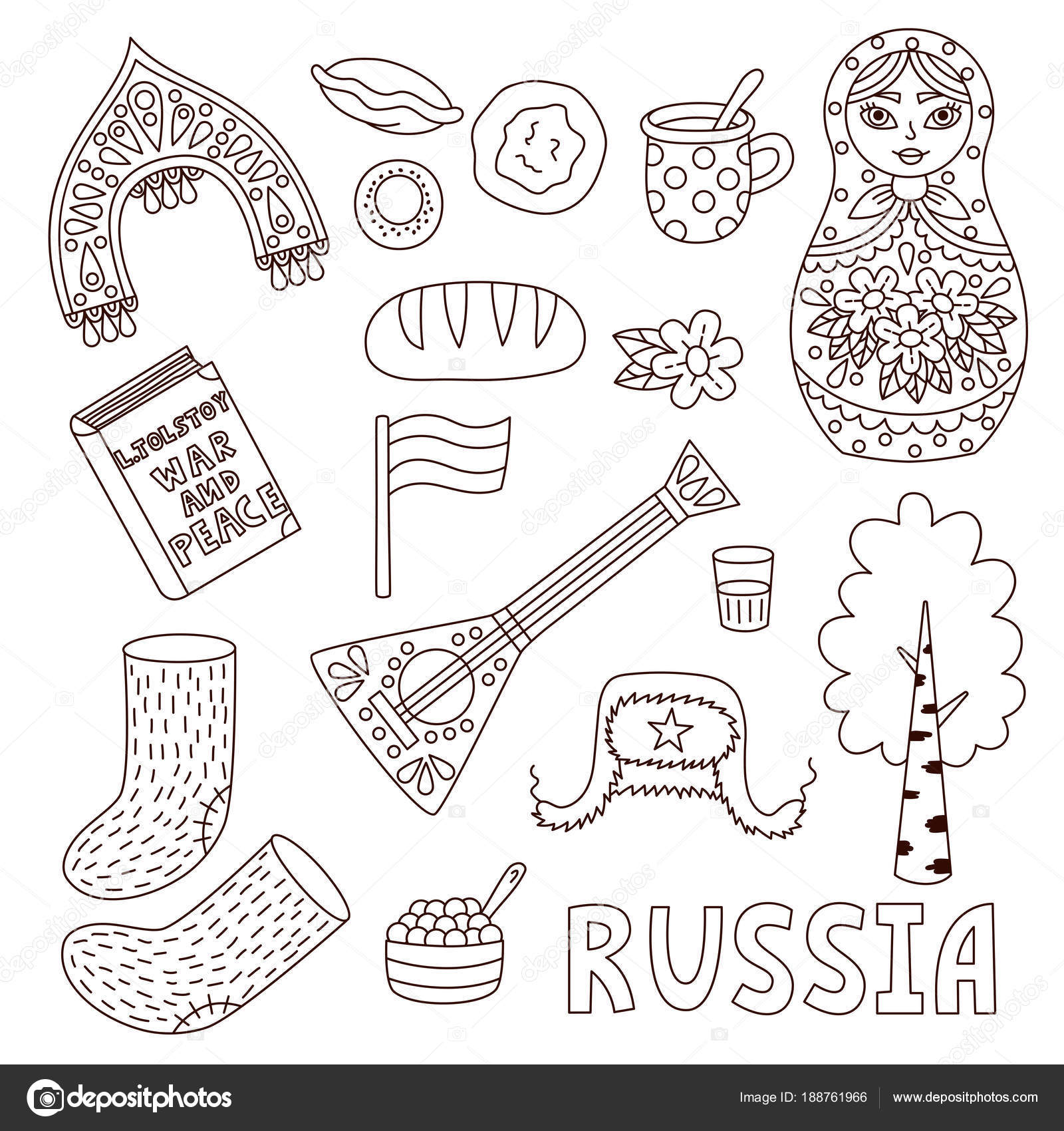 Russian doodle icons line vector set Stock Vector Image by ©Olizabet ...