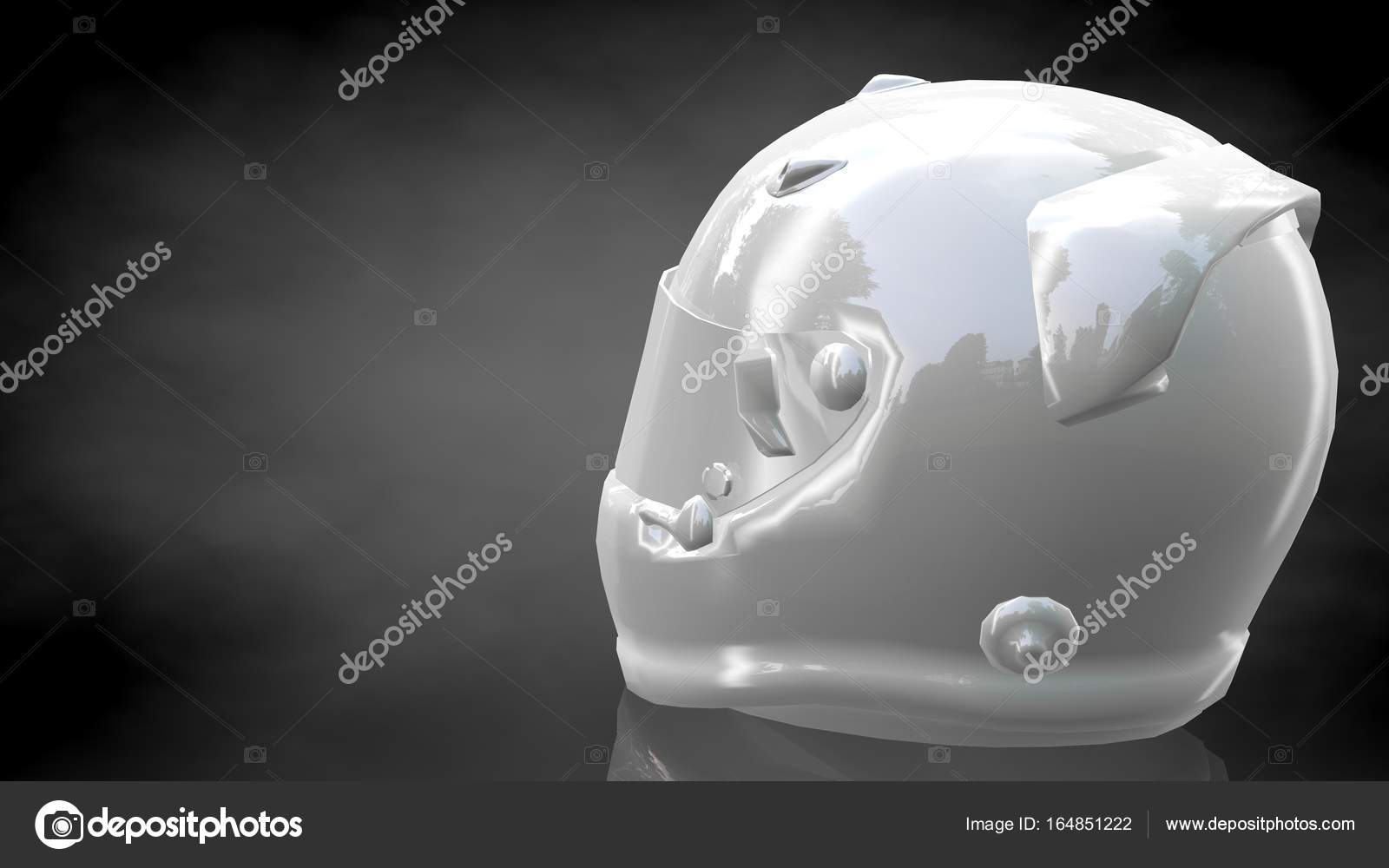 3d rendering of a reflective helmet on a dark black background — Stock ...