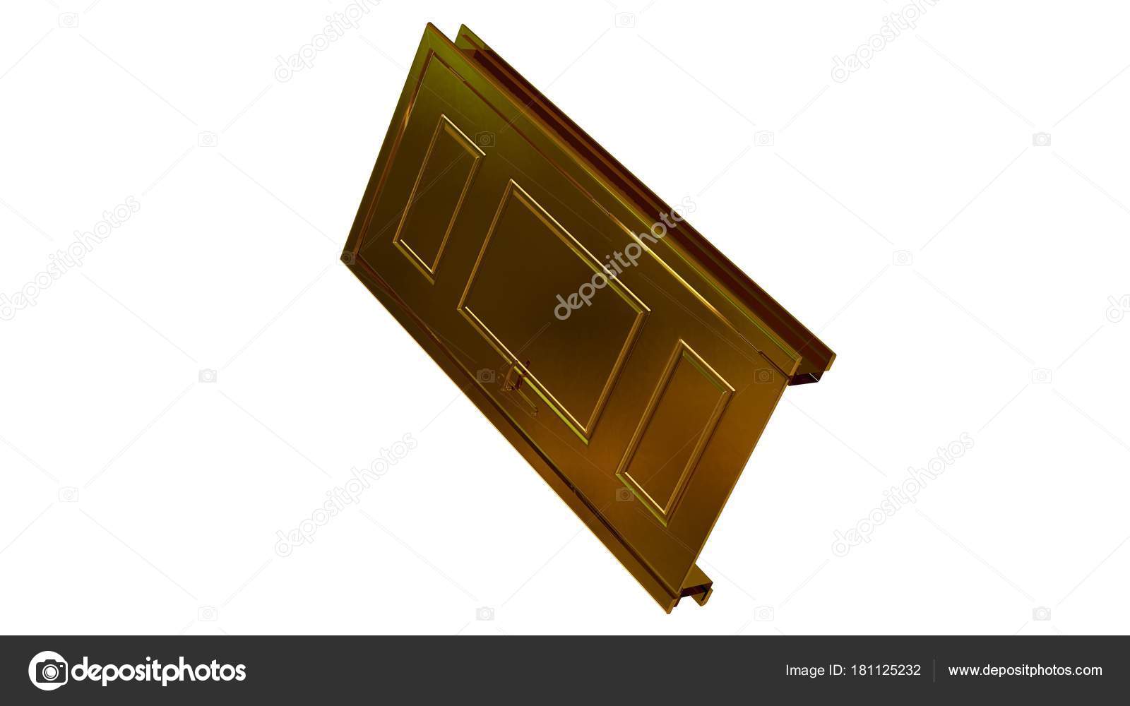 3d rendering of a golden door isolated on white — Stock Photo ...