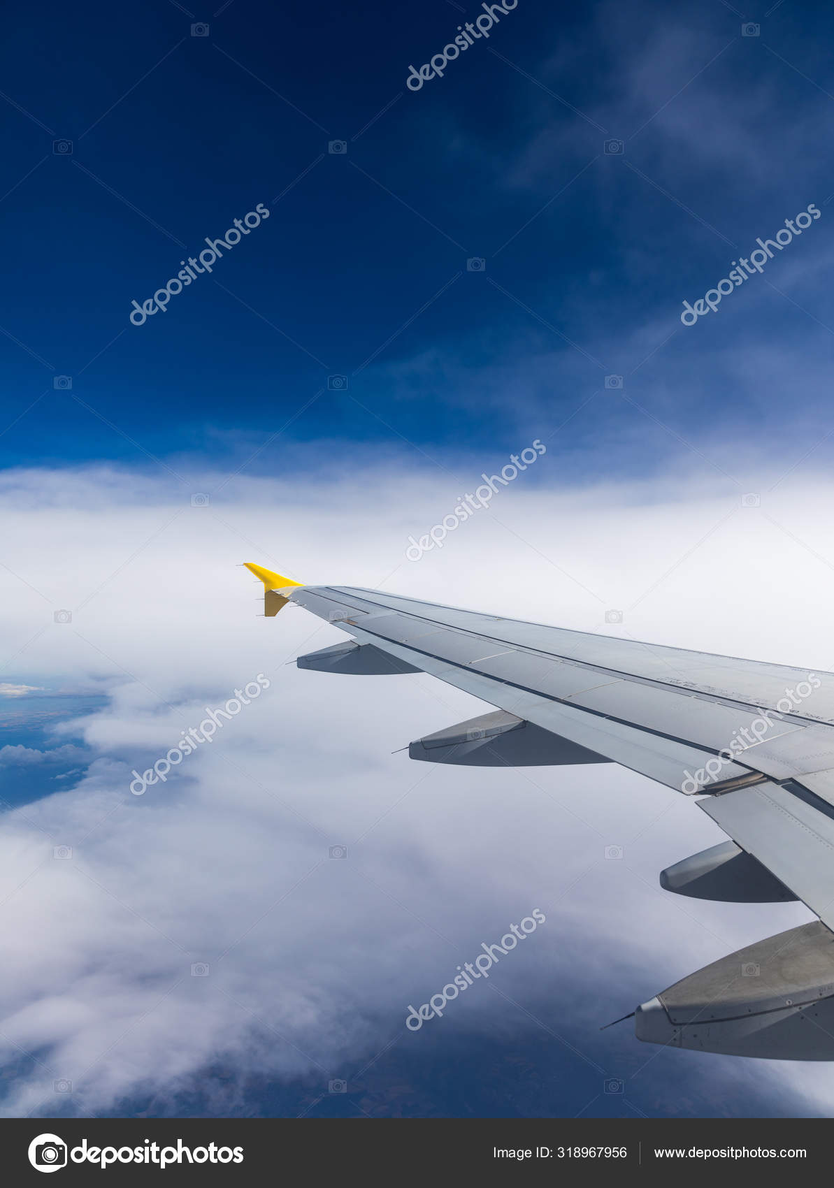 Airplane windows view above the earth on landmark down. View fro ...
