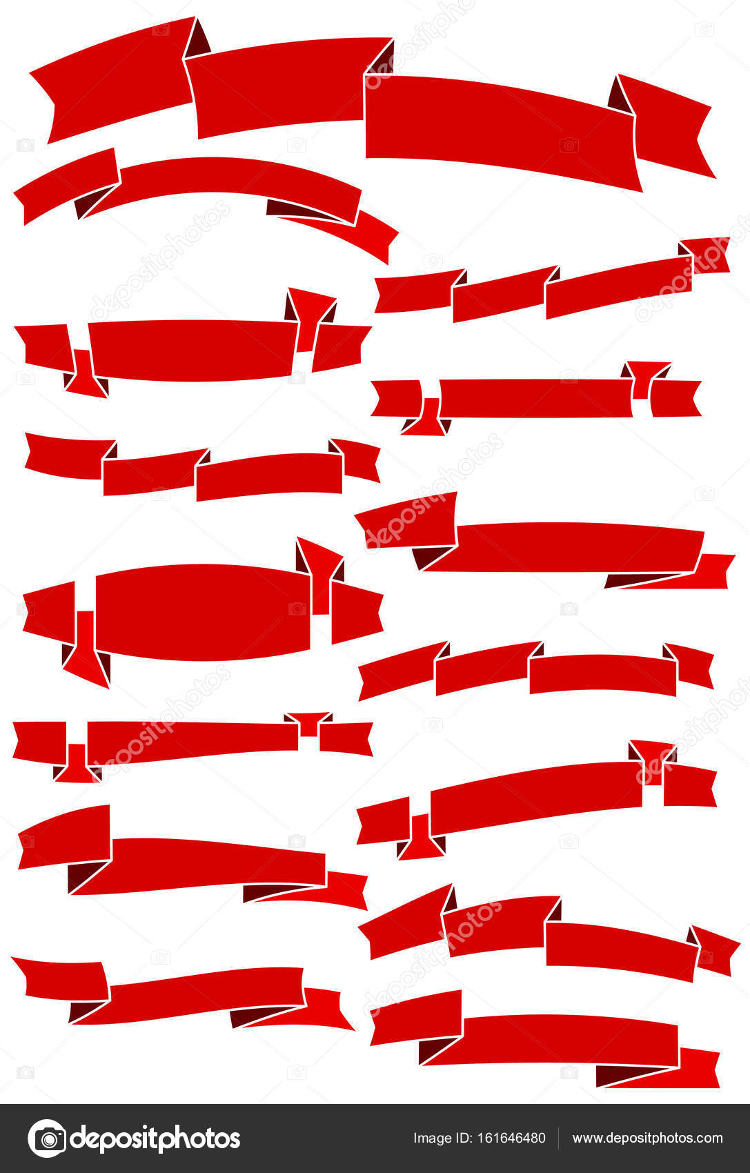 Set of fifteen red cartoon ribbons and banners for web design. Great ...