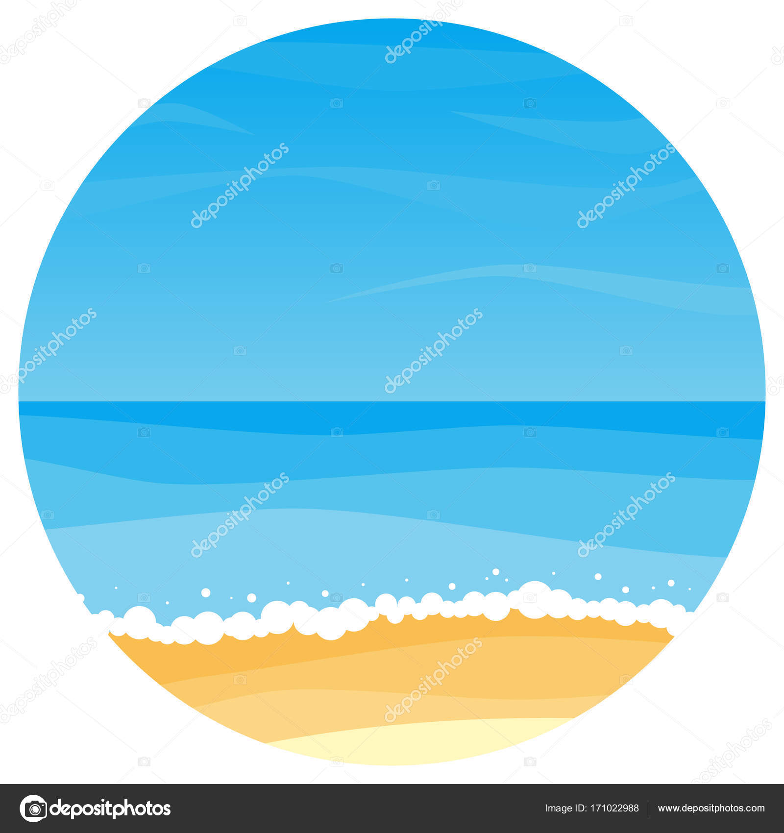 Vector landscape with summer beach in circle Stock Vector Image by ...
