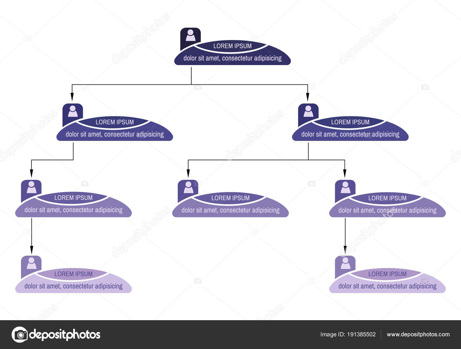 Blue business structure concept, corporate organization chart scheme ...