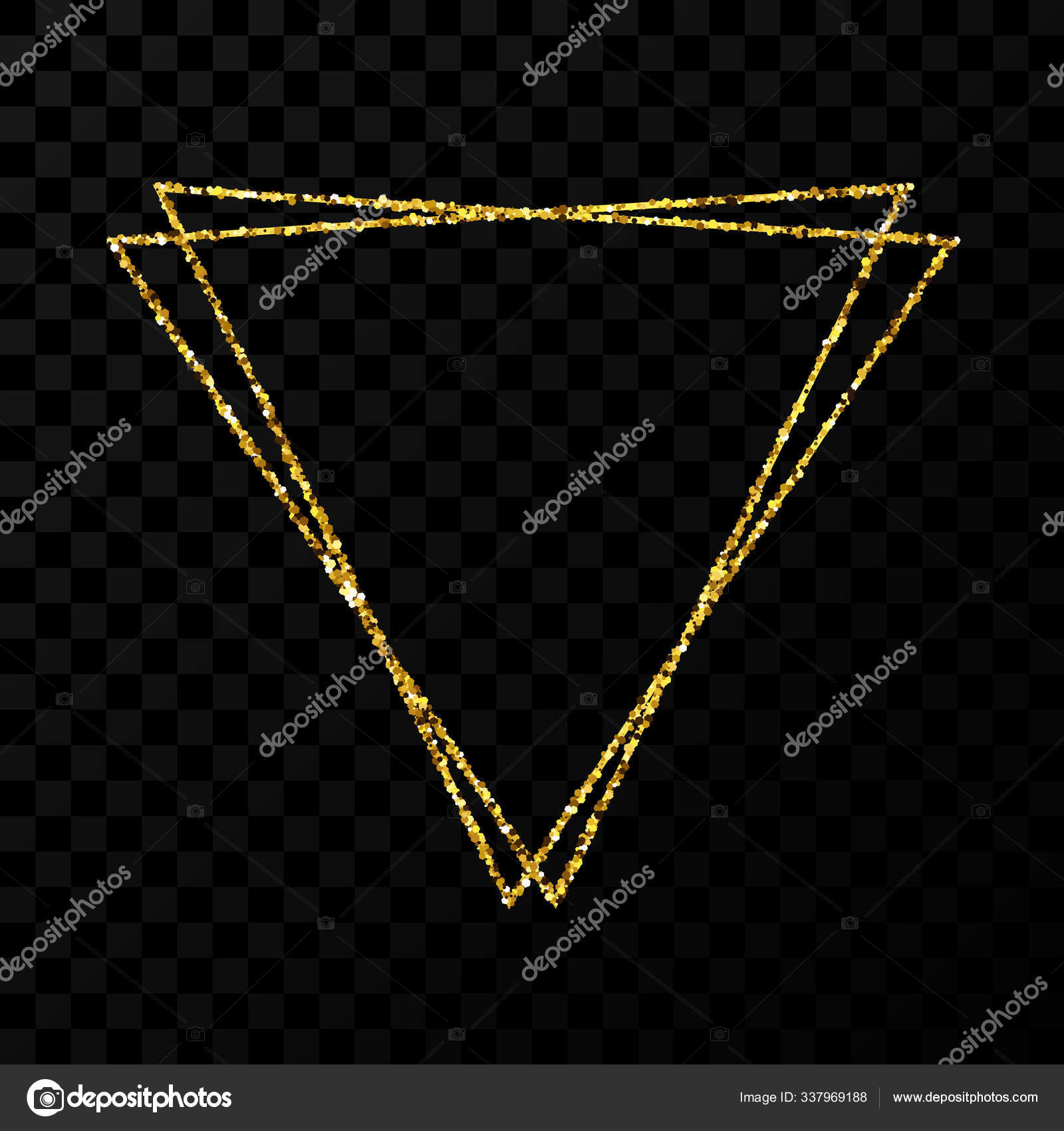 Gold shiny double triangle frame with light effects Stock Vector Image ...