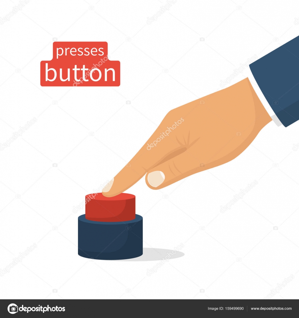 Hand pressing red button. Stock Vector by ©threecvet.gmail.com #159499690