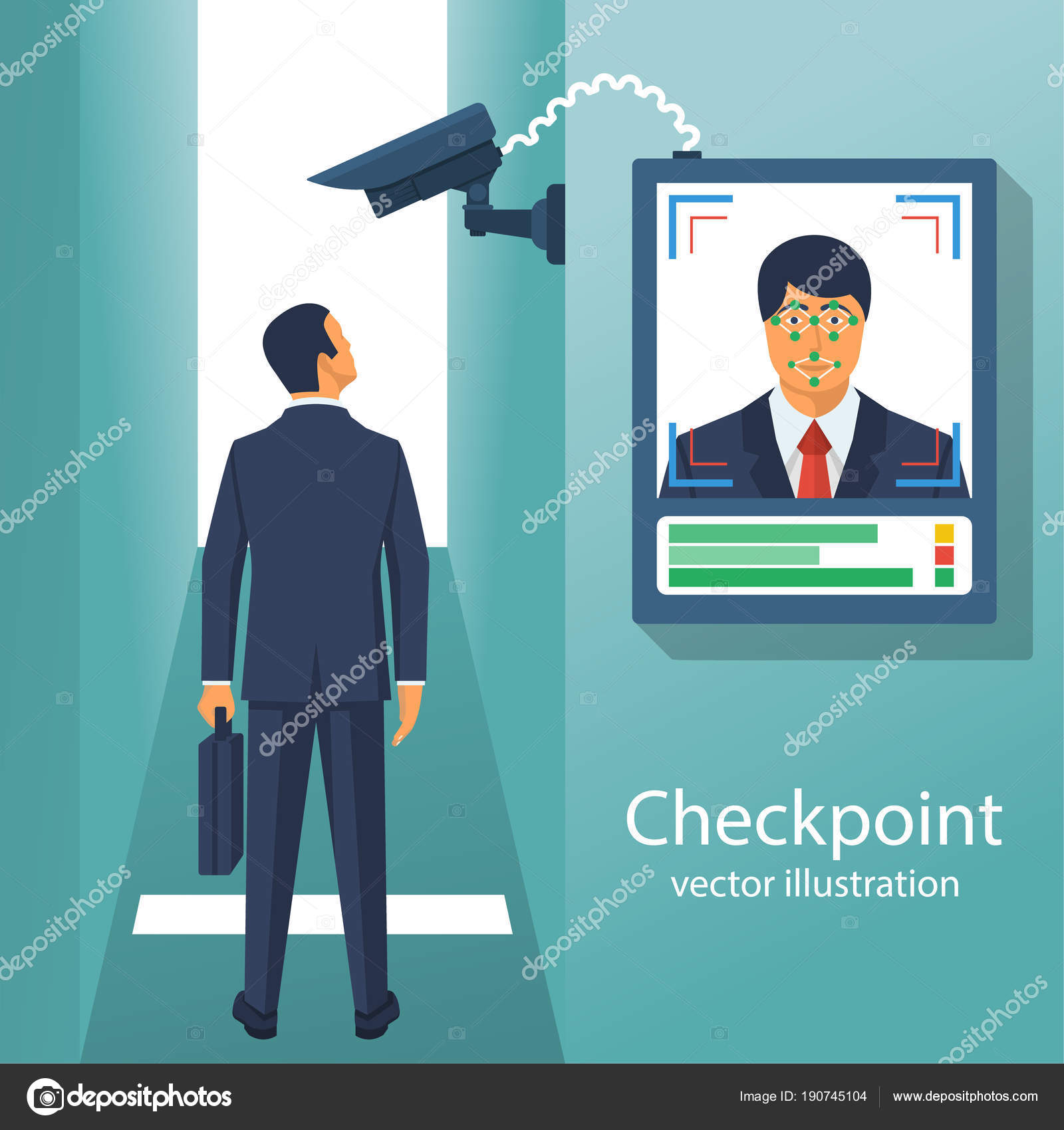 Checkpoint with a surveillance camera and system for the identif Stock ...