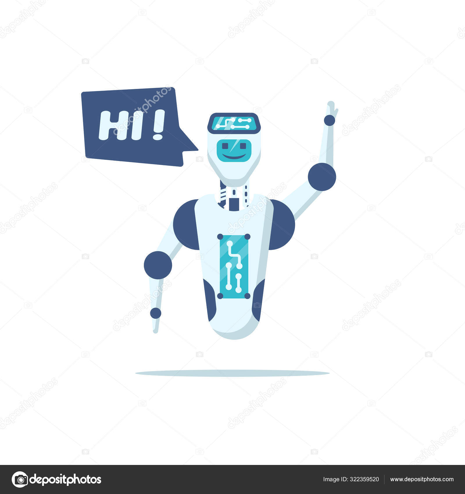 Chatbot icon. Cute robot greets with wave of hand Stock Vector Image by ...