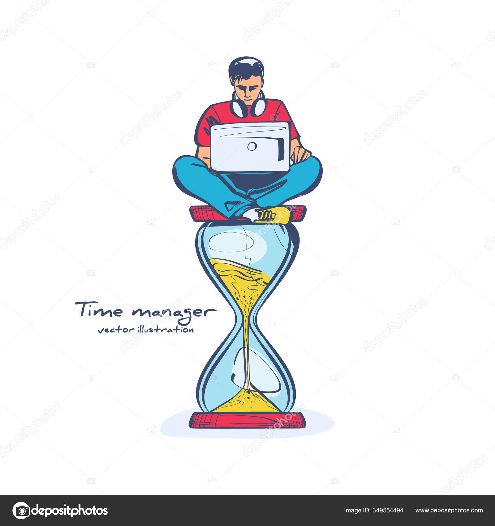 Time management drawing sketch control vector Stock Vector Image by ...