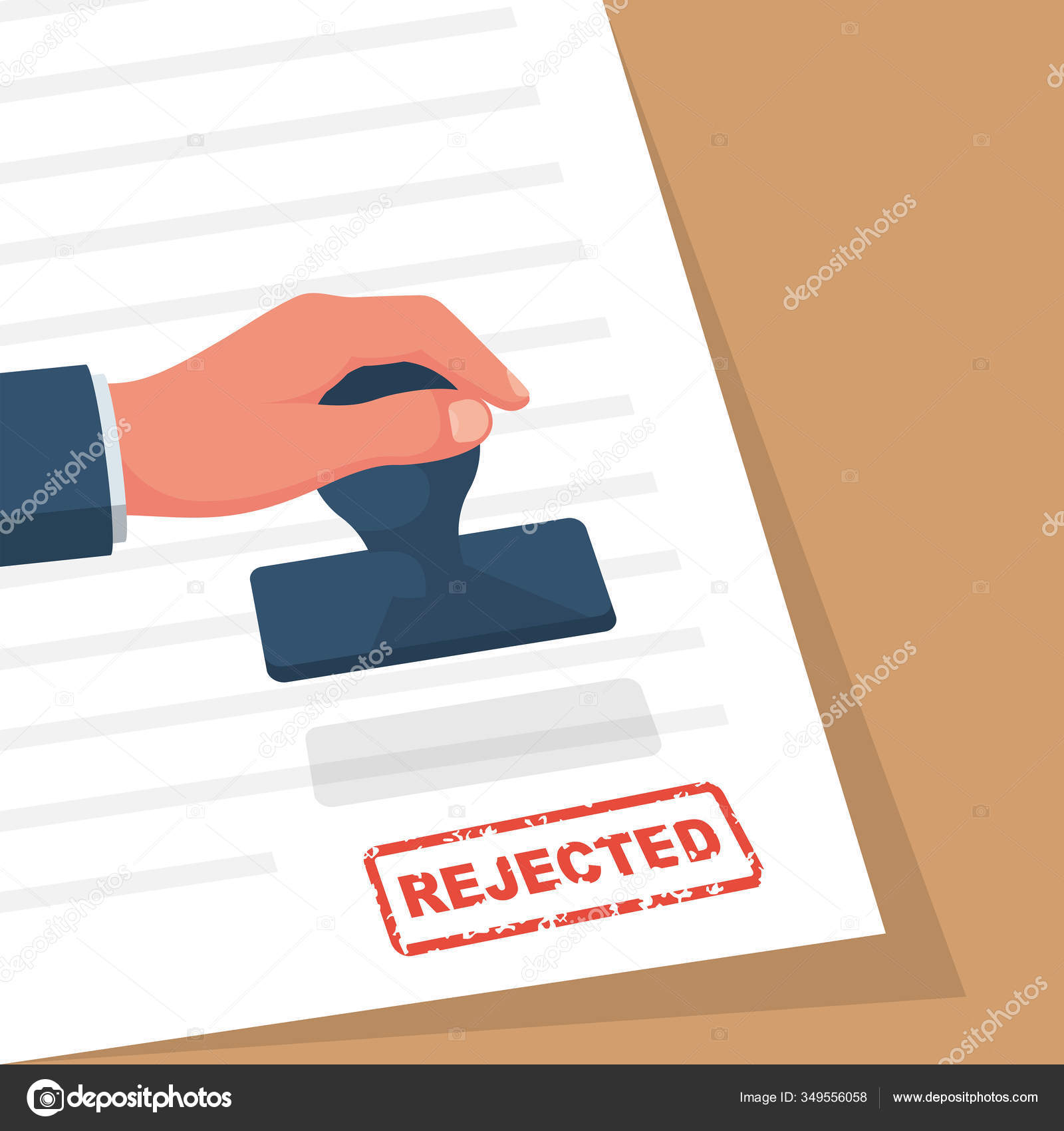 Rejection stamp in hand businessman. Red approved stamp Stock Vector ...
