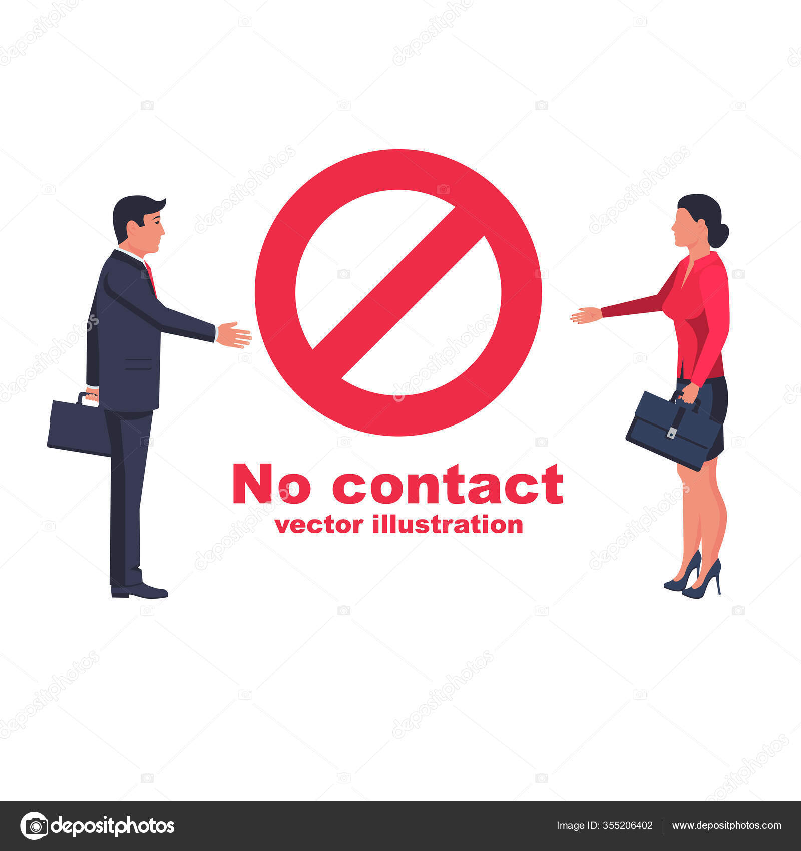 Do not contact. No handshake. Red prohibition sign Stock Vector by ...