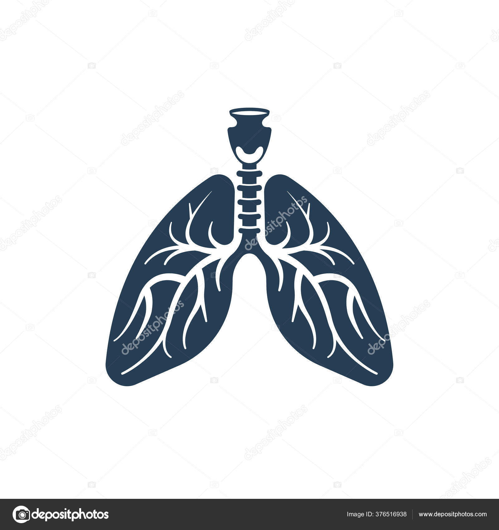 Lungs Silhuet Flad Ikon Menneskets Indre Organer Element Anatomi ...
