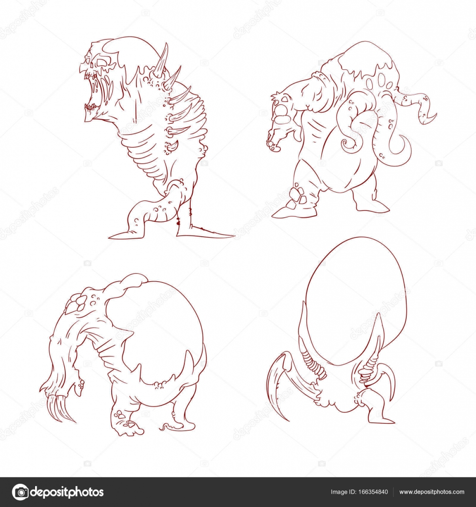 Set of alien mutant monsters Stock Vector by ©philllbg 166354840