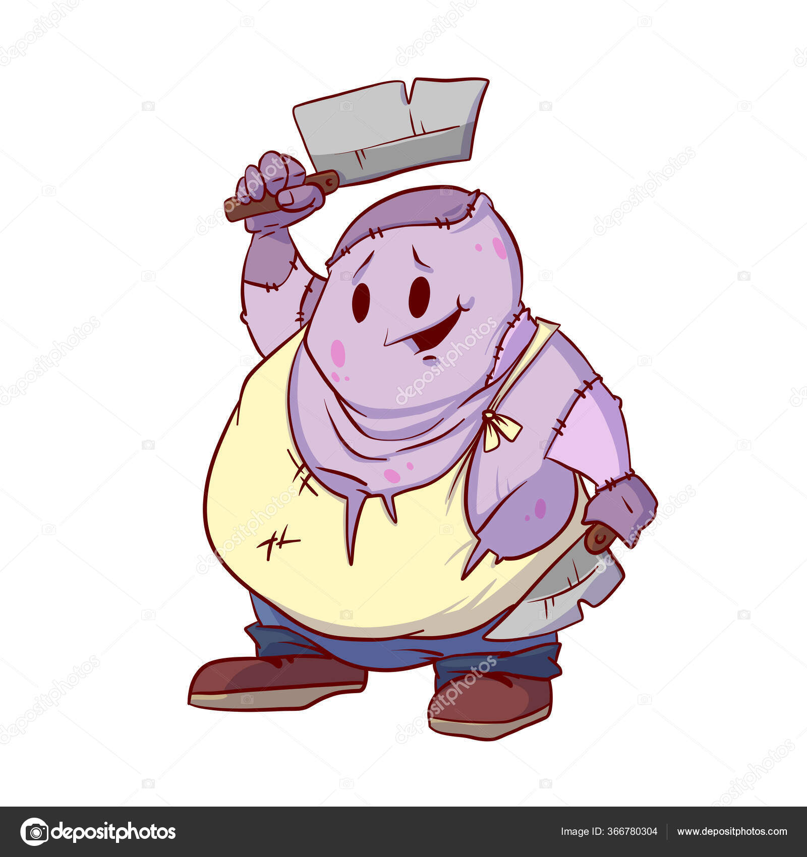 Colorful Vector Illustration Cute Cartoon Zombie Butcher Stock Vector ...