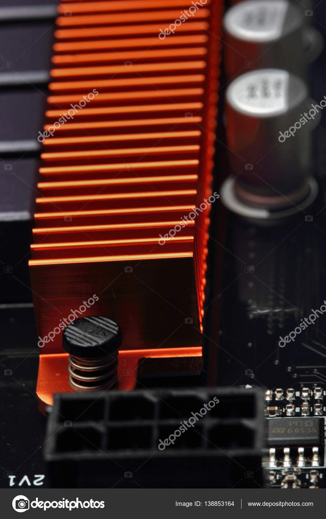 Close-up of computer motherboard backside .Concept computer Hardware ...