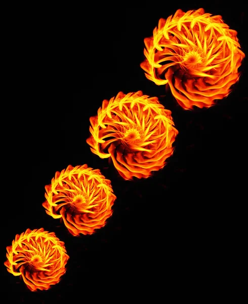 Abstract fire flames. Fire flower. Fire flames pattern on black ...