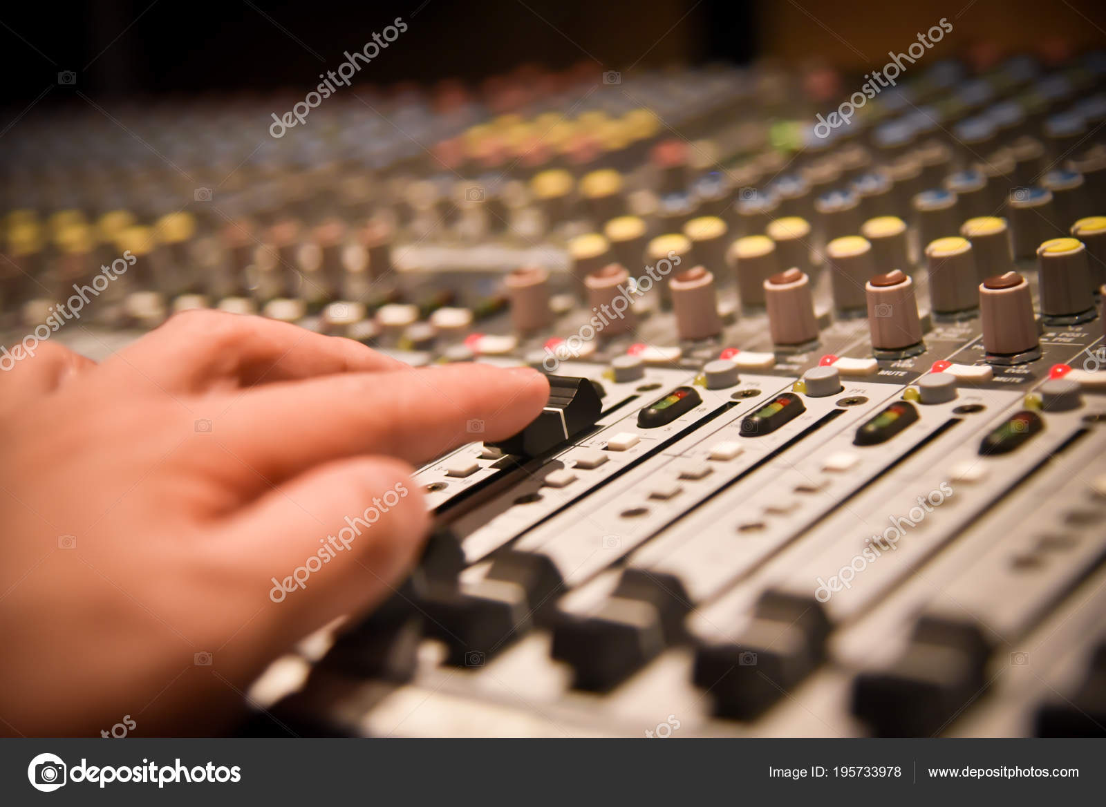 Close Hands Sound Engineer Adjusting Audio Mixer Controller Live Music ...