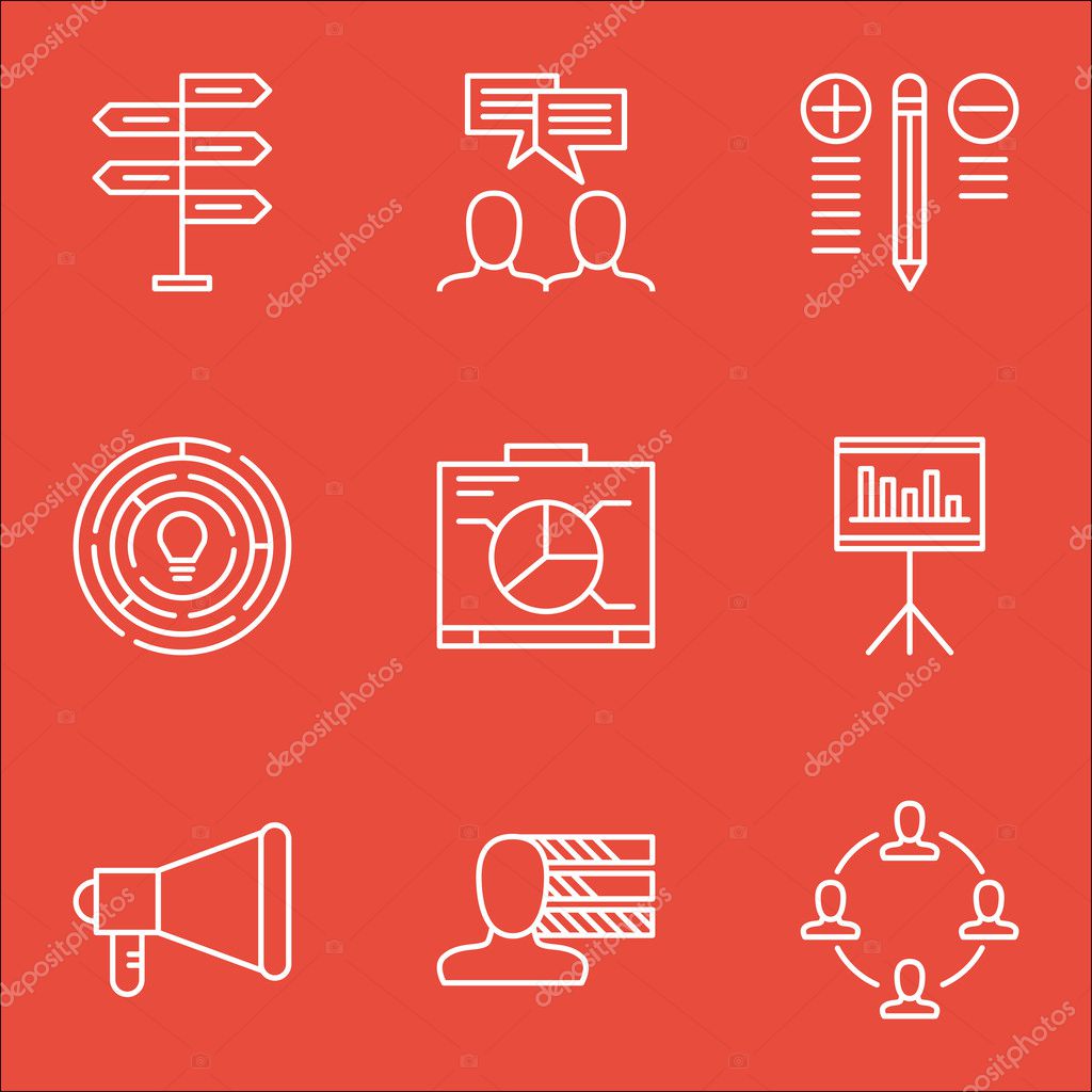 Set Of Project Management Icons On Presentation, Board, Decision Making ...