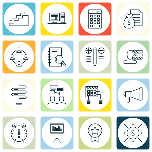 Conjunto de iconos de gesti n de proyectos sobre habilidades personales, calendario, discusi n y ...