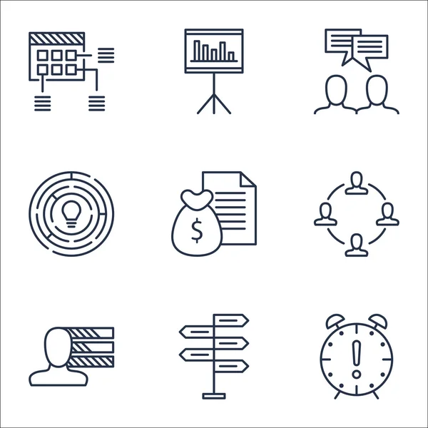 Conjunto de iconos de gesti n de proyectos sobre innovaci n, colaboraci n y gesti n del tiempo ...