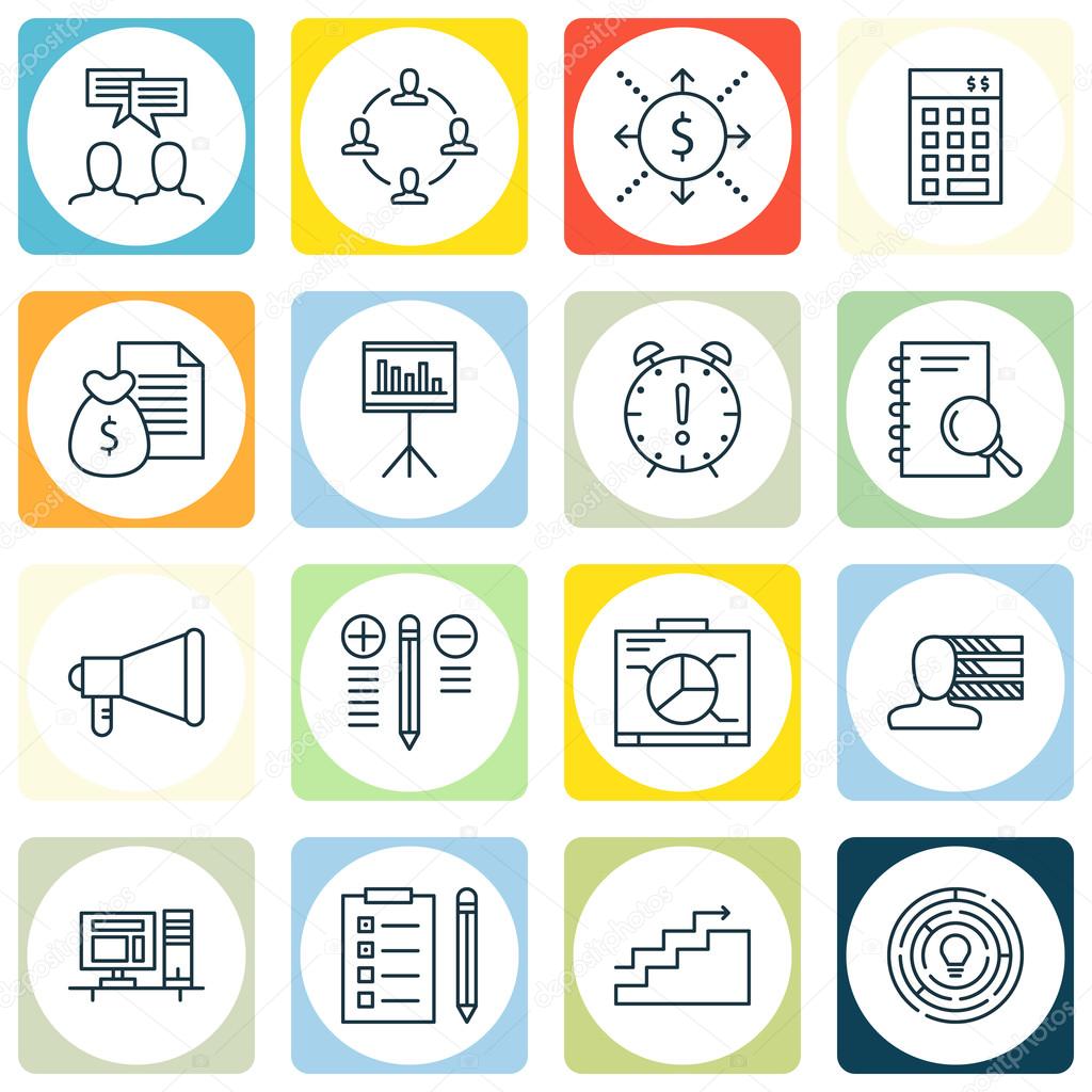 Conjunto de iconos de gestión de proyectos sobre gestión del tiempo ...