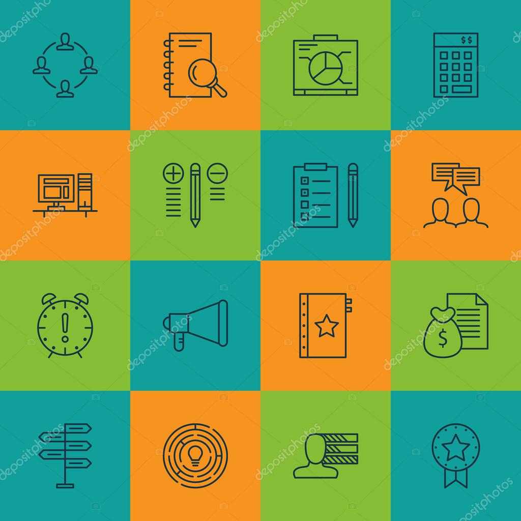 Conjunto de iconos de gestión de proyectos sobre análisis, gestión del ...