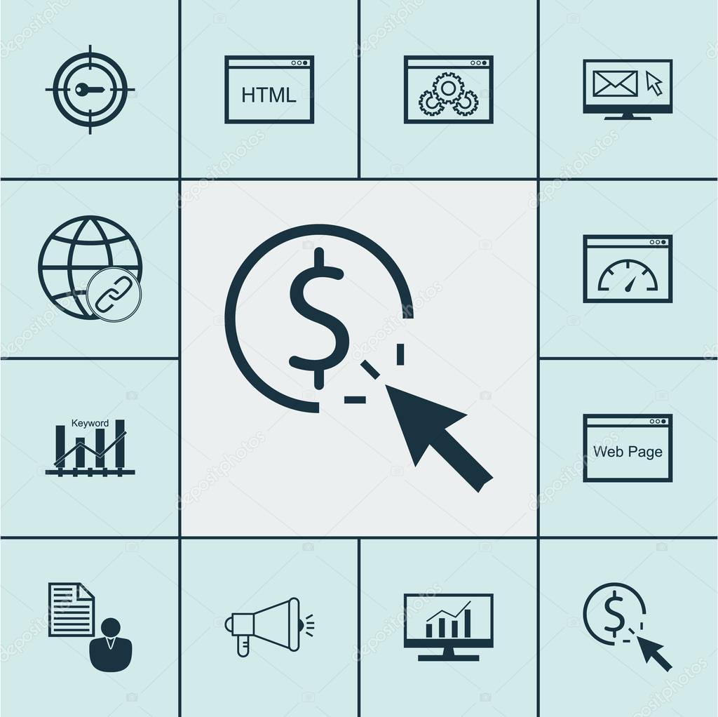 Set Of Advertising Icons On PPC, Keyword Marketing And Media Campaign ...