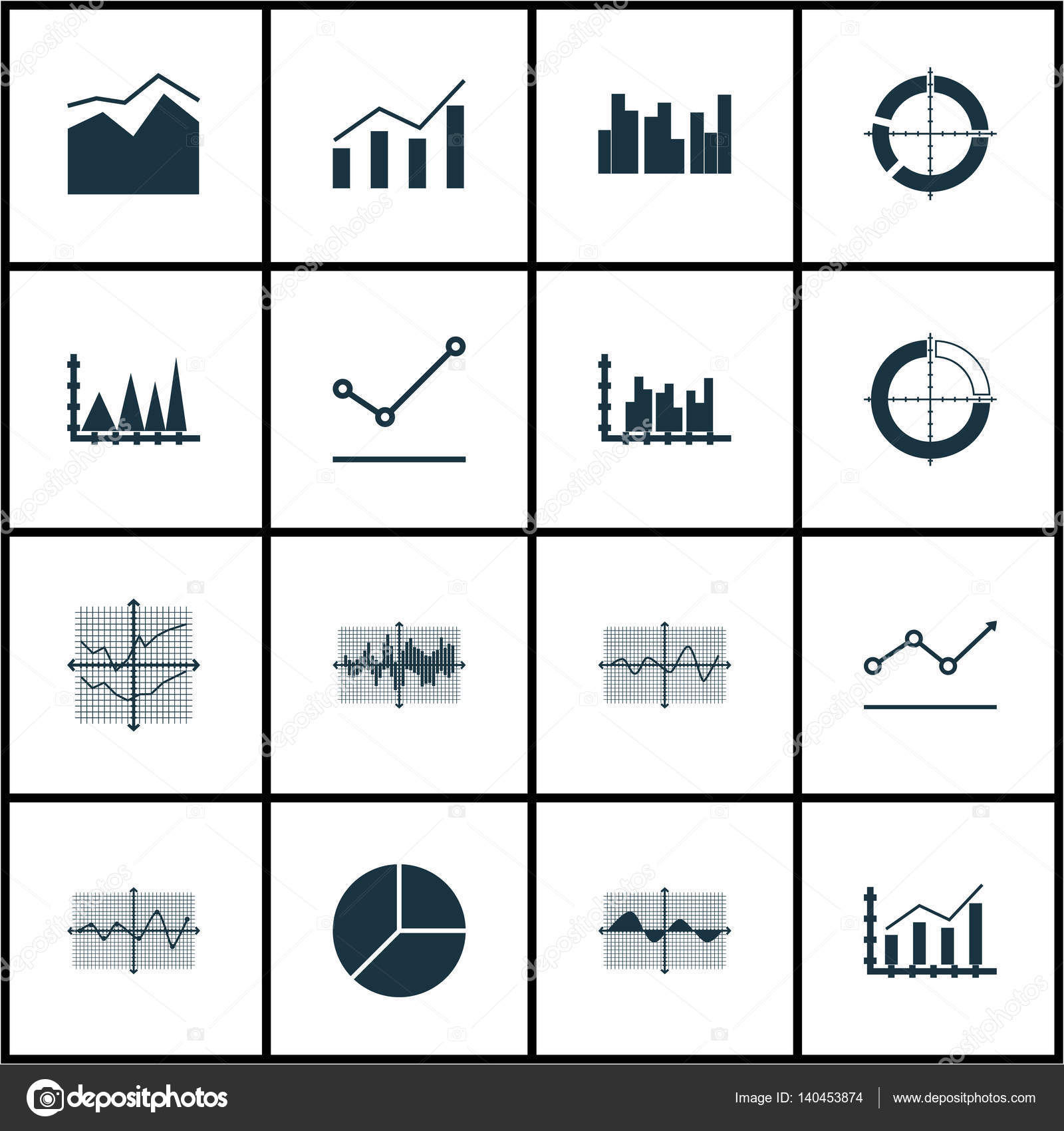Set Of Graphs, Diagrams And Statistics Icons. Premium Quality Symbol ...