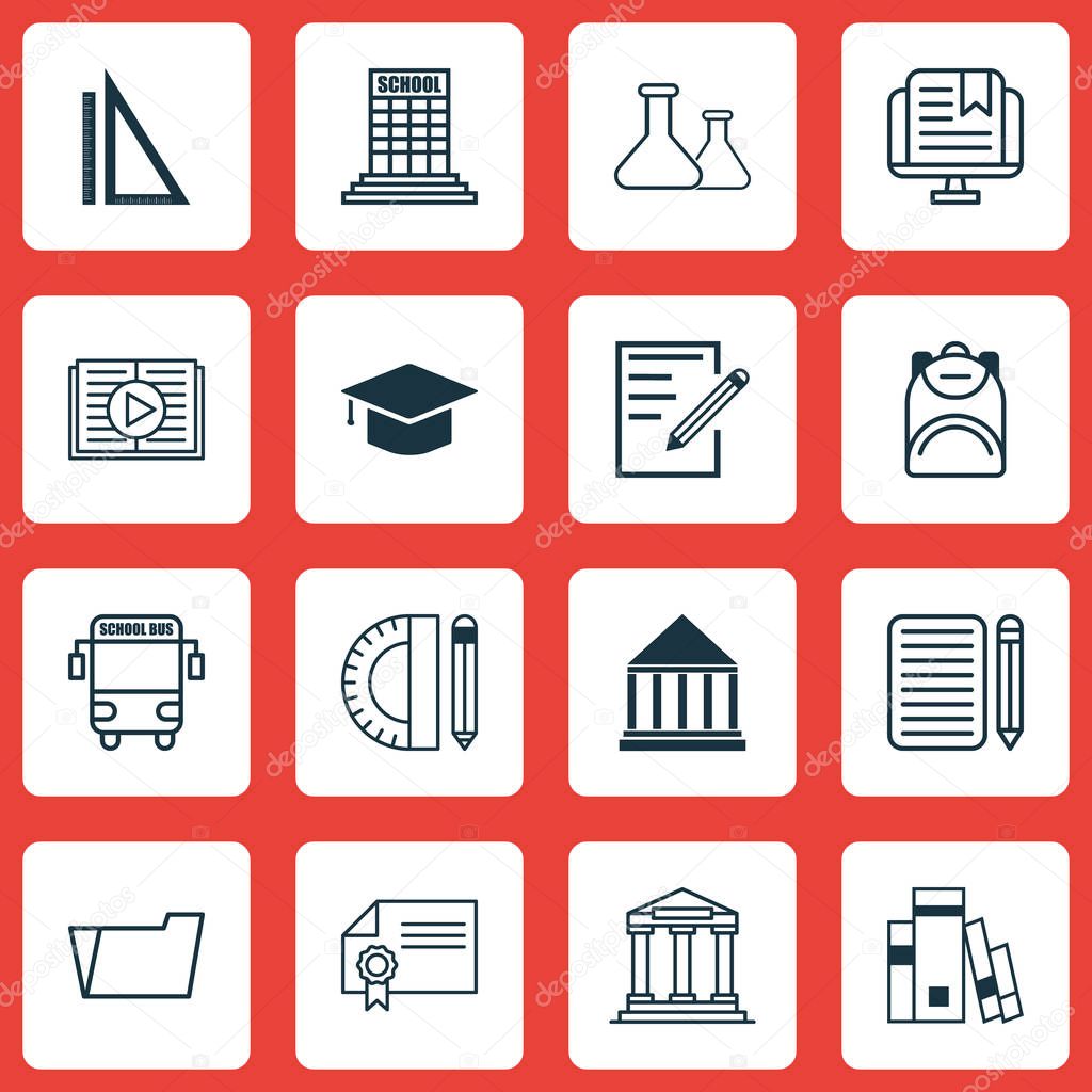 Conjunto de 16 iconos de la educación. Incluye Centro de Educación ...
