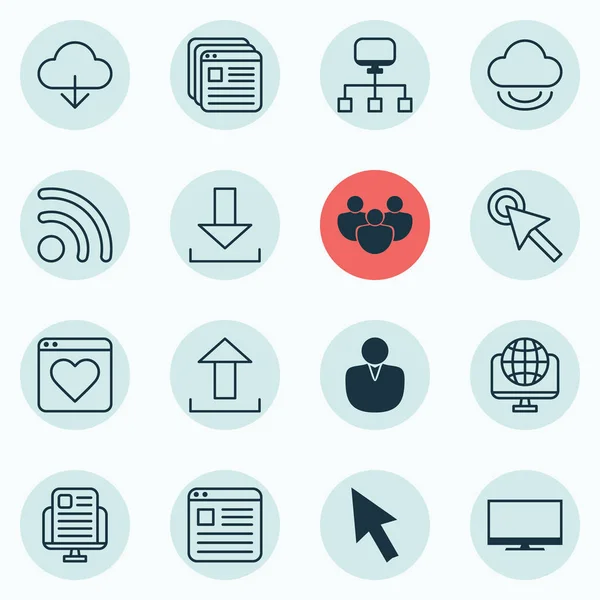 Set Of 16 World Wide Web Icons. Includes Team, Blog Page, Send Data And ...