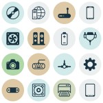 Blueprint of computer hardware and information technology symbols ...