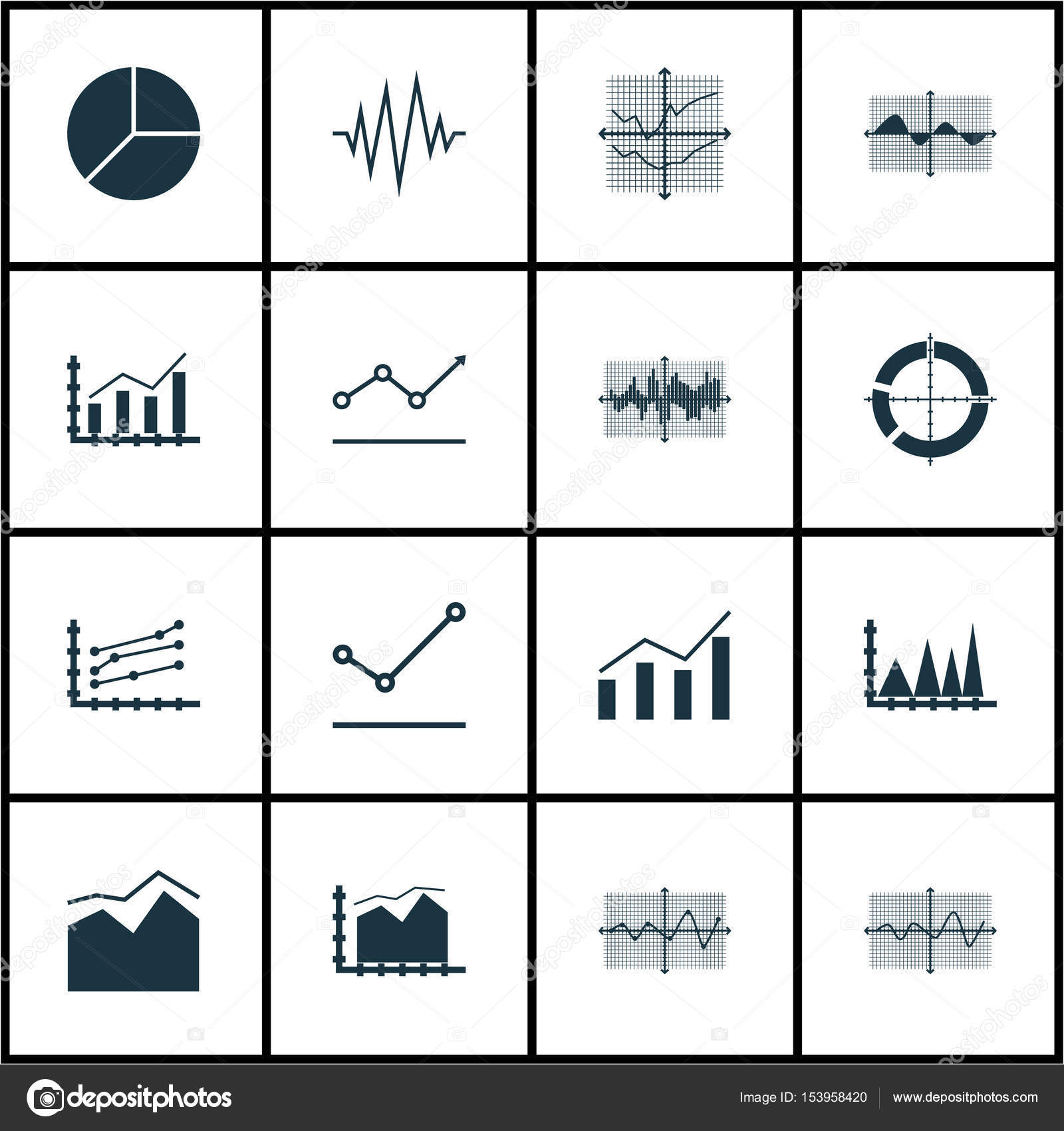 Set Of Graphs, Diagrams And Statistics Icons. Premium Quality Symbol ...