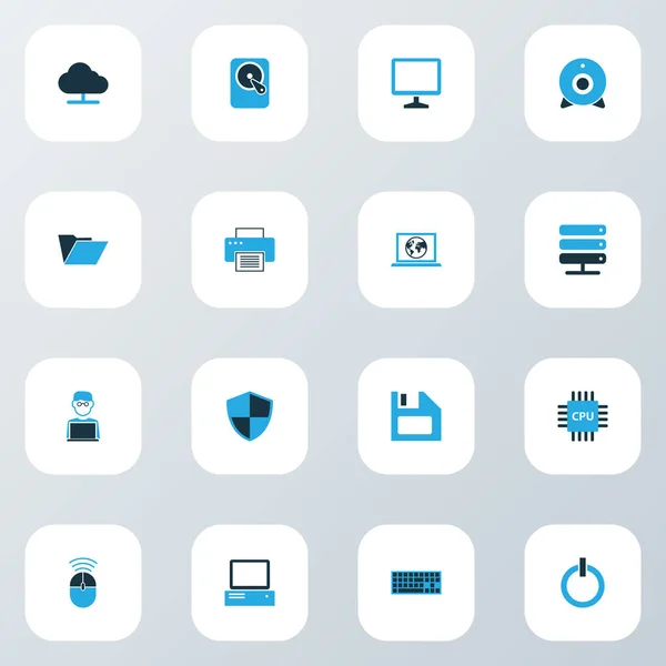 Computer Colorful Icons Set. Collection Of Control, Power, Storage And ...