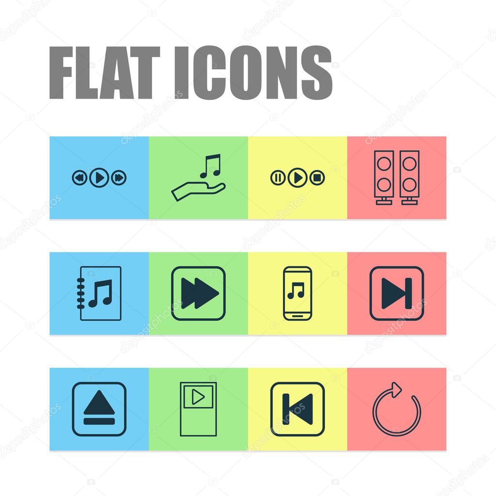 Conjunto de iconos de audio con reproductor, dispositivo de extracción ...