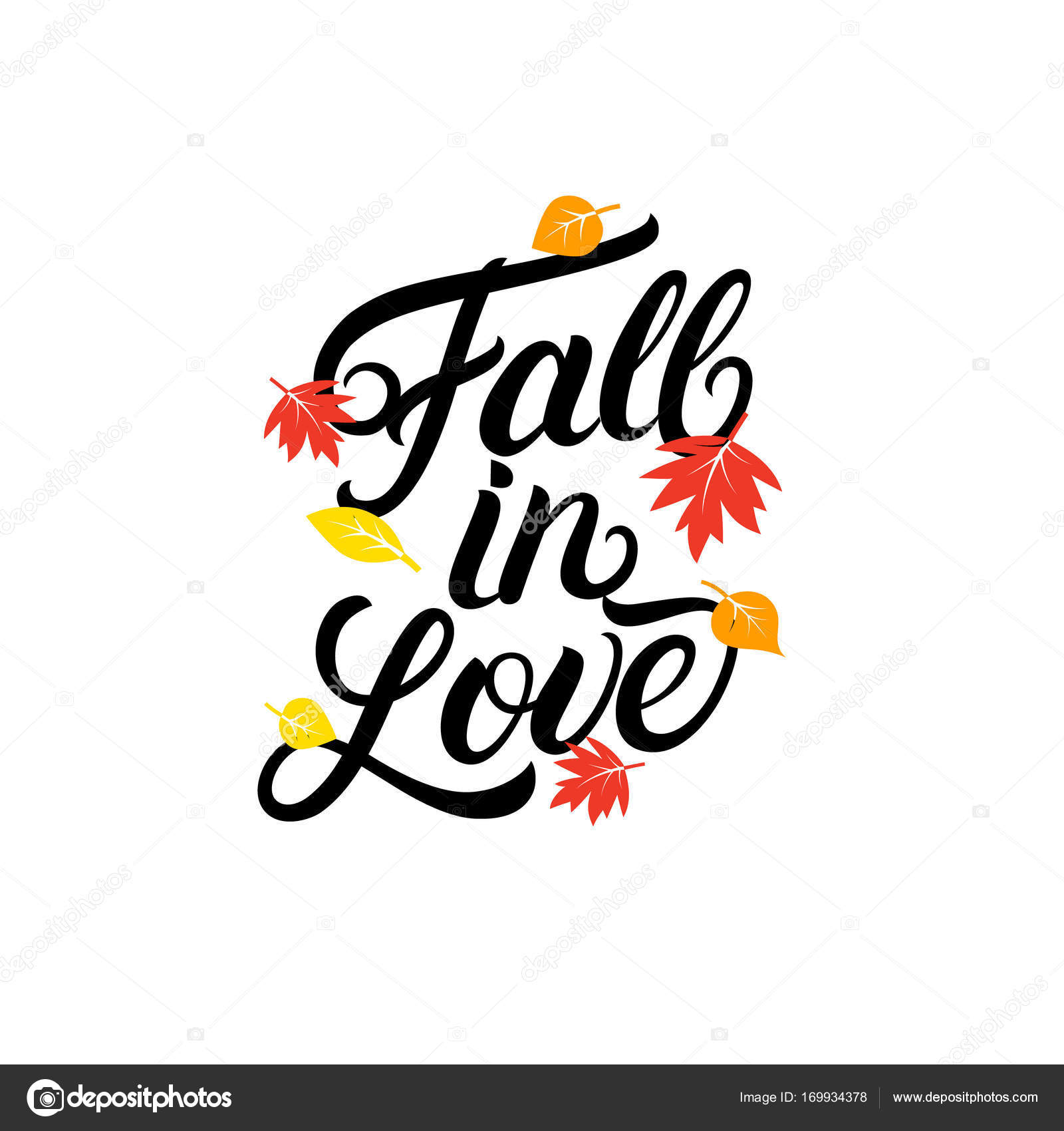 Fall in love hand written lettering quote. Stock Vector Image by ...
