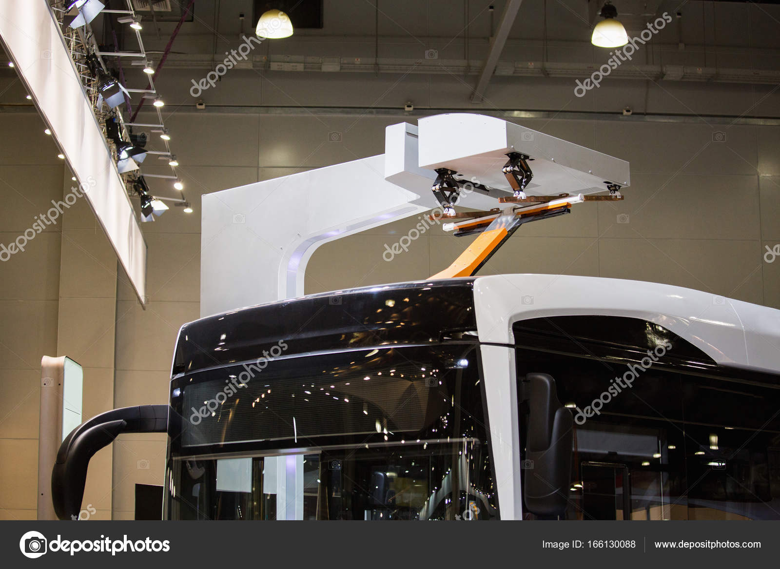 Pantograph for electric bus charging Stock Photo by ©Scharfsinn 166130088