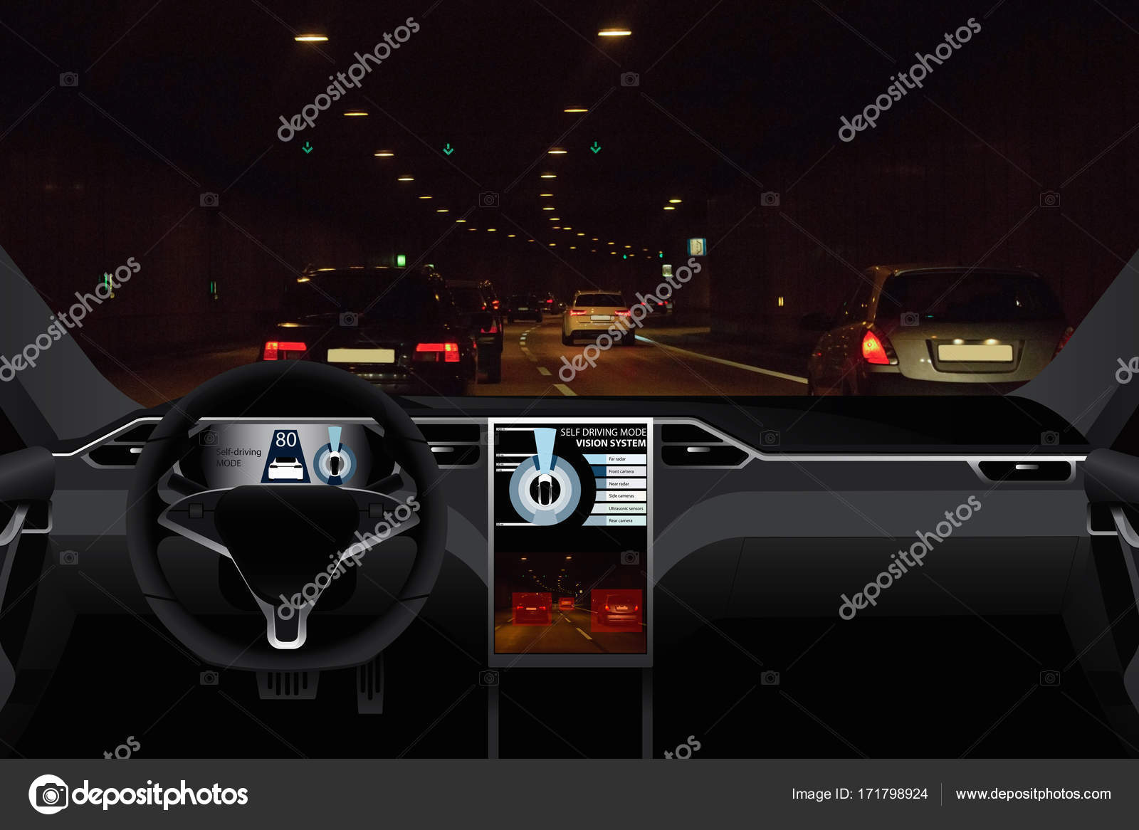 Self driving car on a road. Stock Photo by ©Scharfsinn 171798924