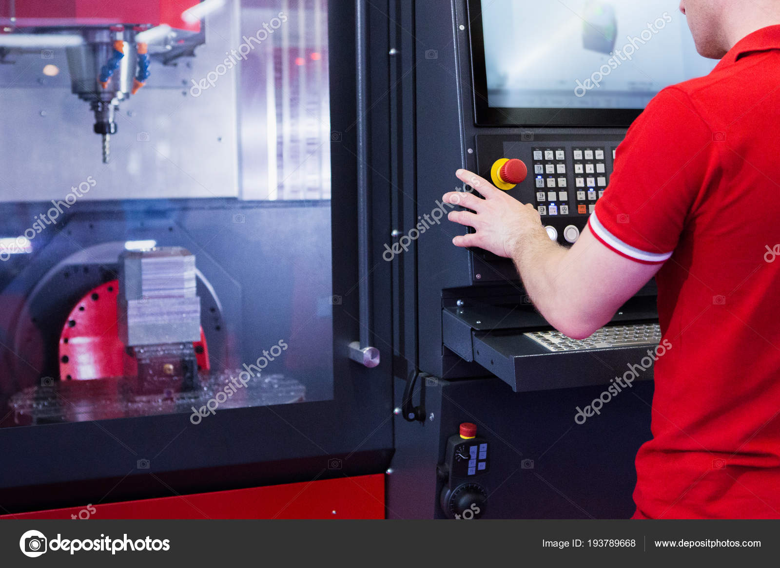The operator operates an automatic machine Stock Photo by ©Scharfsinn ...