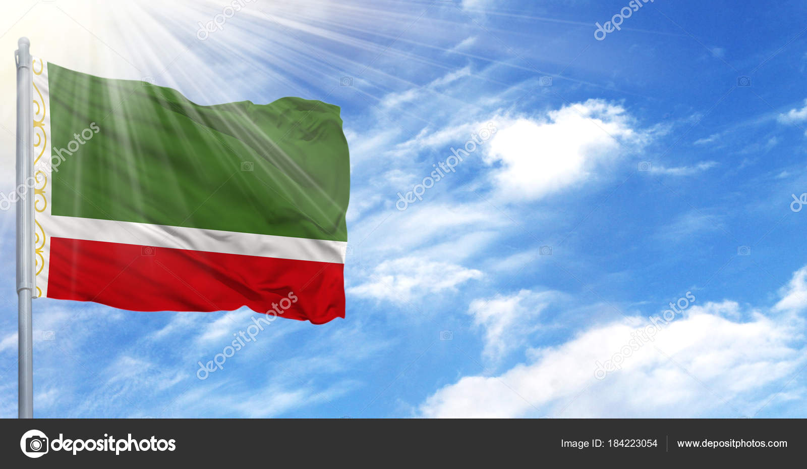 Flag of Chechen Republic on flagpole — Stock Photo © master_18.mail.ru ...