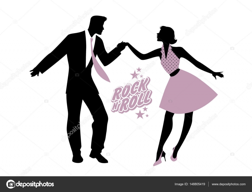 50s Dancing Couple Silhouette
