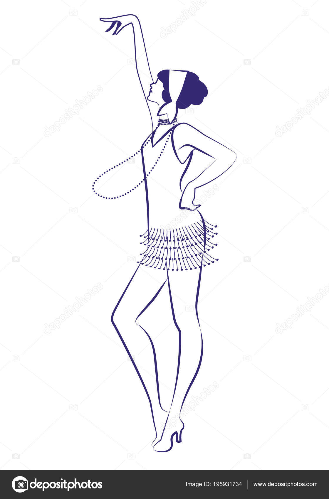 Flapper Girl Wearing 1920S Clothes Long Necklaces Dancing Charleston ...