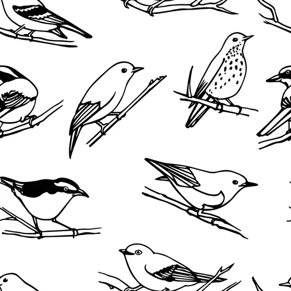 Hand drawn bird pattern Stock Vector by ©Ezhevica 219879894