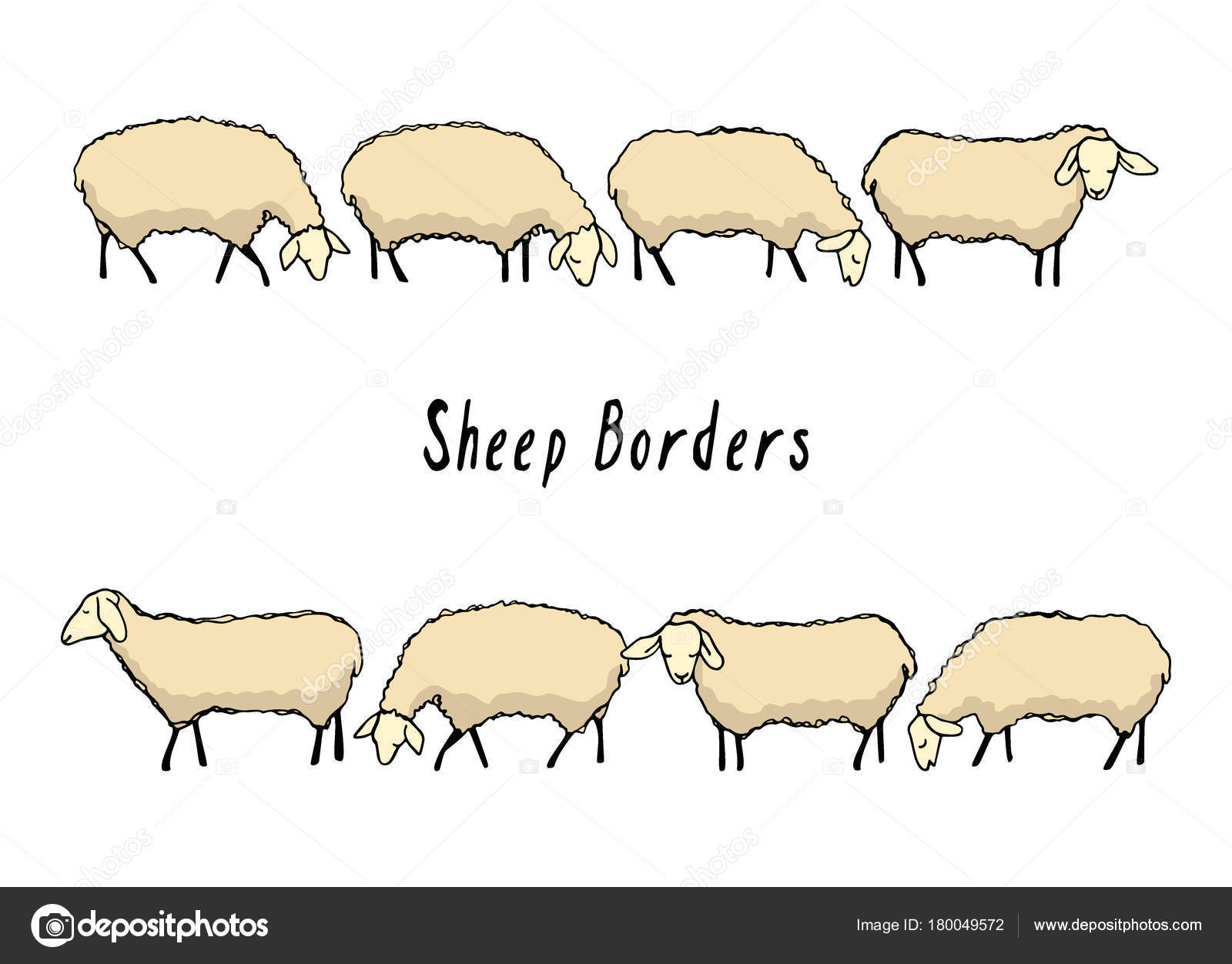 Hand drawn sheep borders Stock Illustration by ©Ezhevica #180049572