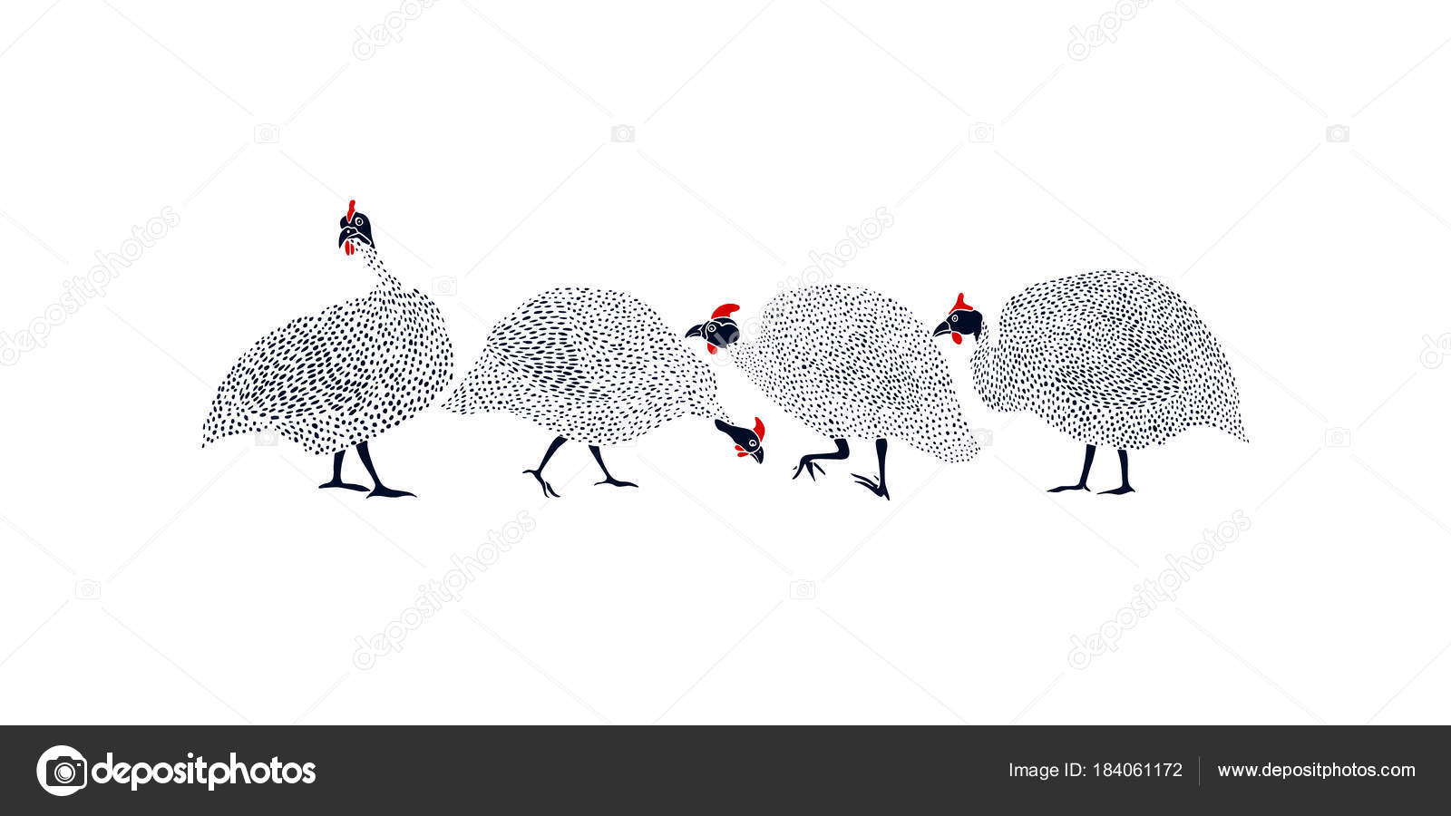 Hand drawn guinea fowls Stock Vector by ©Ezhevica 184061172